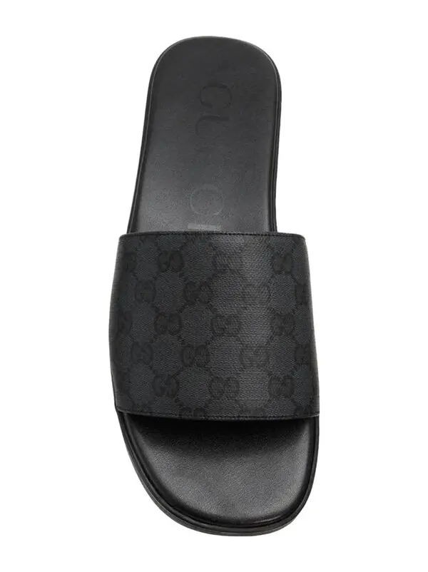 Gucci Apos;s Gg Coated Canvas Slides - Black