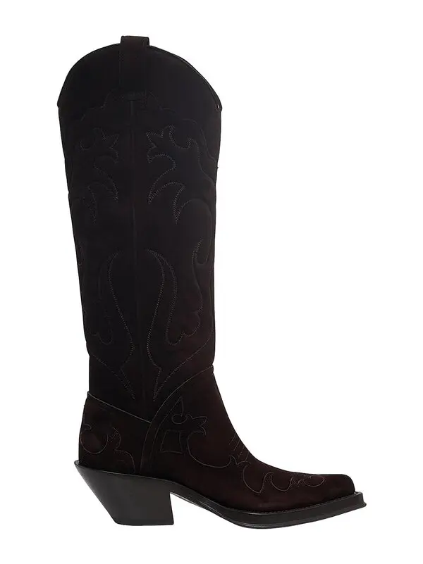 Gabriela Hearst Capitana Suede Cowboy Boots - Dark Choco