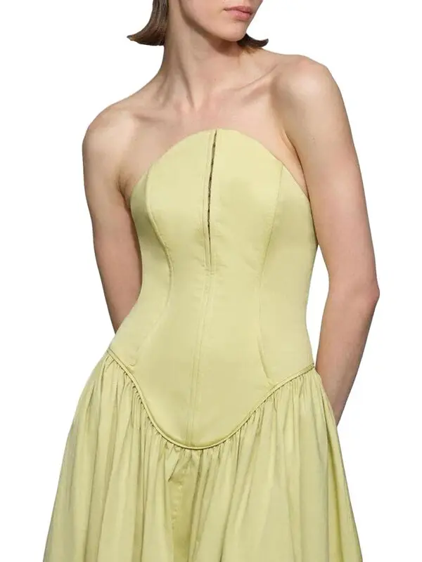 ET OCHS Camille Stretch-cotton Strapless Maxi Dress - Tea