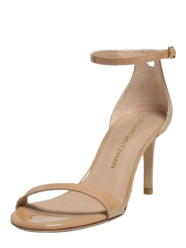 STUART WEITZMAN 75mm Nudist Ii Patent Leather Sandals - Adobe