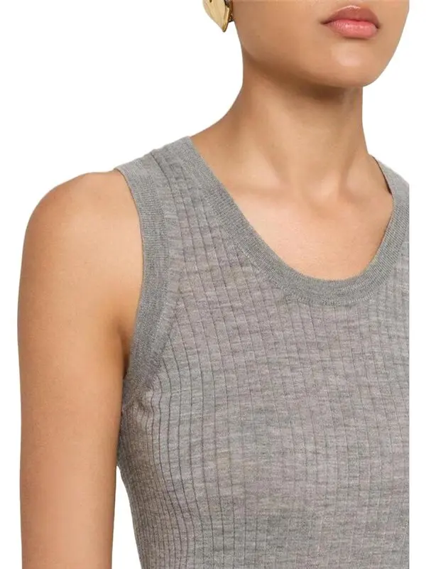 Malo Cashmere Rib Tank Top - Grey