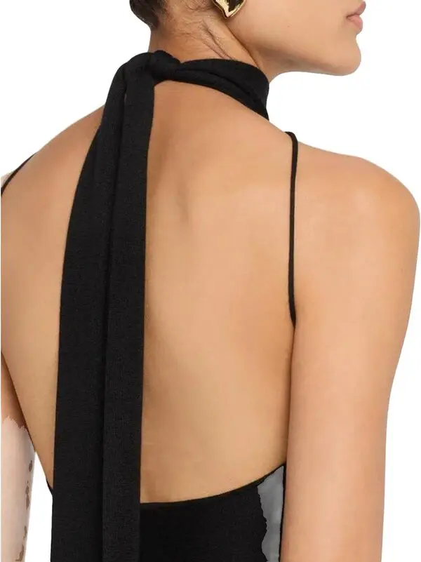 Malo Cashmere Silk Halter Dress - Black