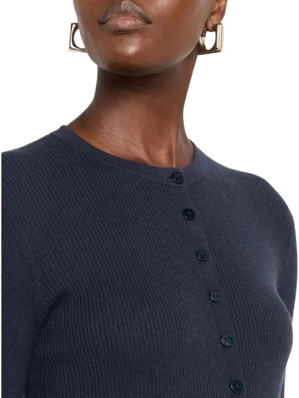 LISA YANG Airi Cotton-cashmere Henley Sweater - Navy