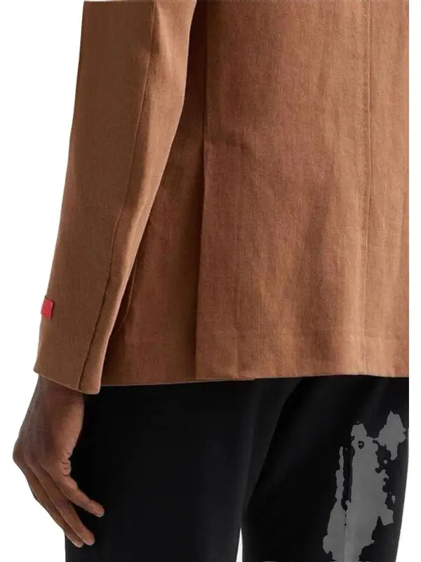 Isaia Apos;s Linen Double-breasted Peak-lapel Sport Coat - Open Brown