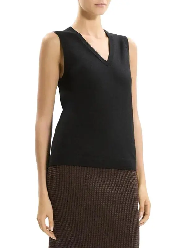 Theory Regal Wool Slim Tank Top - Black