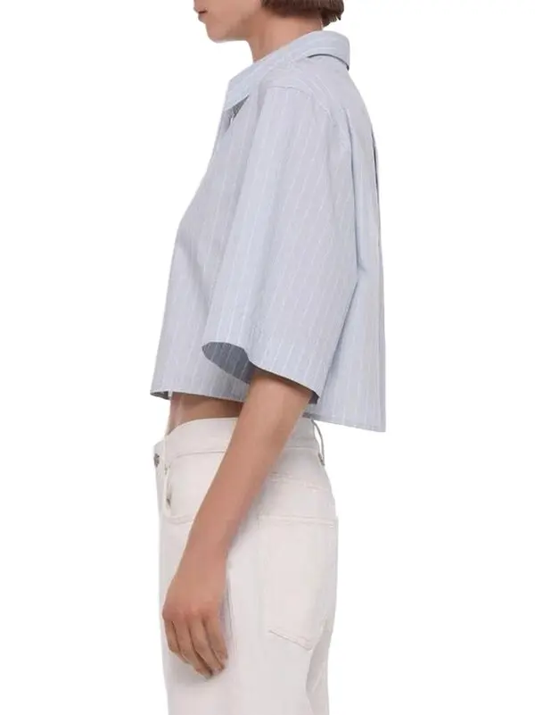 Helmut Lang Cropped Trench Shirt - Light Blue