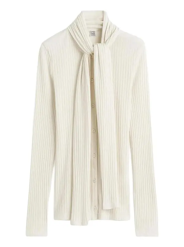 TOTEME Ribbed Bow Blouse - Ecru