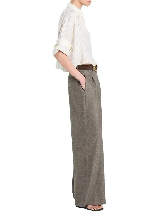 TWP Avery Wool-blend Trousers - Tea Multi
