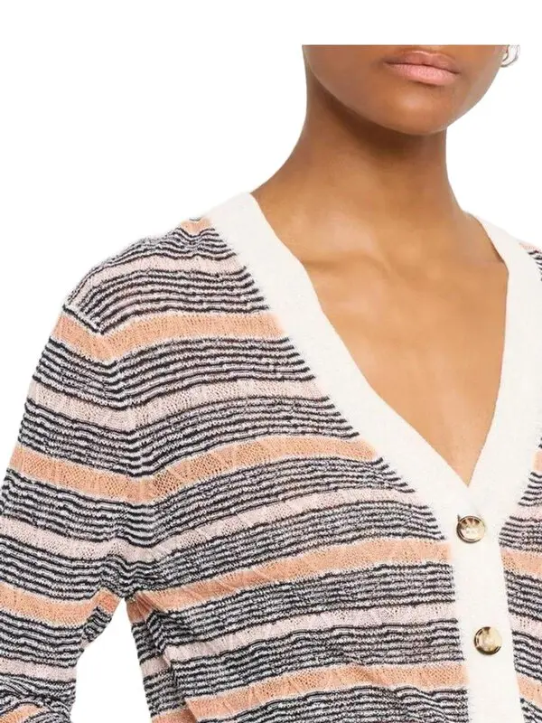 Veronica Beard Ingraham Stripe Cardigan - Muted Clay