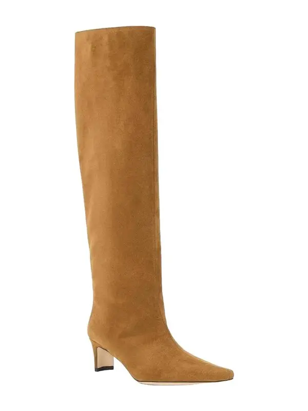 Staud Wally 55mm Suede Wide-calf Knee-high Boots - Tan
