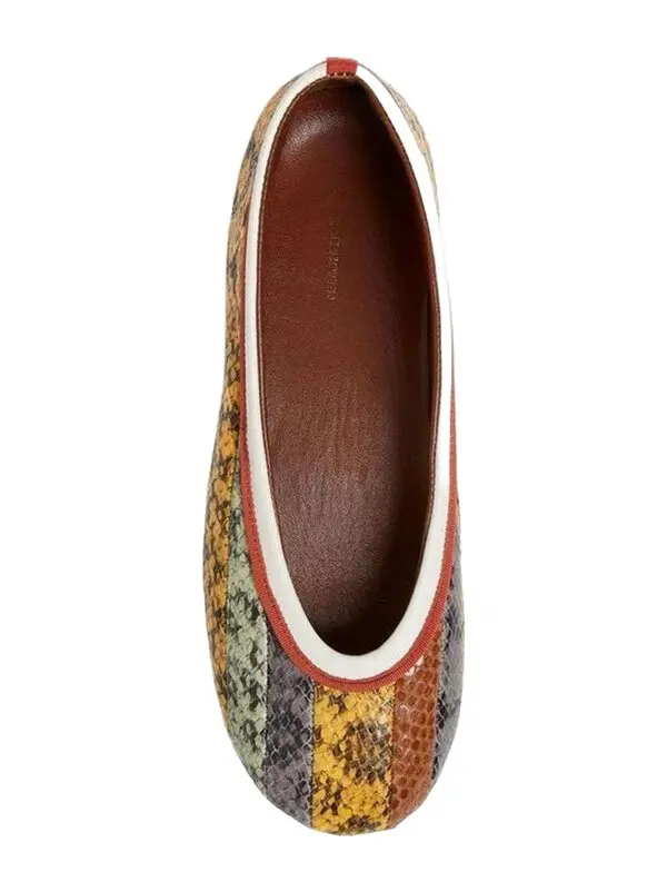 Dries Van Noten Snakeskin-effect Leather Ballerina Flats - Tan
