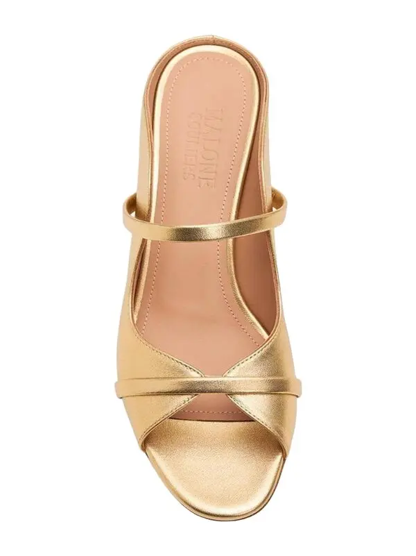 MALONE SOULIERS 45mm Norah Metallic Leather Mule Sandals - Antique Gold