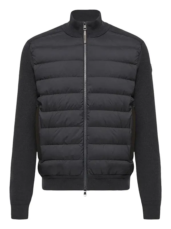 Moncler Apos;s Padded Crepe Cotton Full-zip Cardigan - Blue