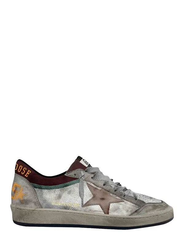 GOLDEN GOOSE Apos;s Ballstar Double Leather Low-top Sneakers - Silver Bor