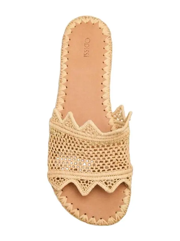 ODISSI Lucia Raffia Slide Sandals - Natural