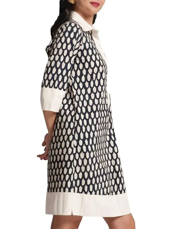 FRANCES VALENTINE Tracey Loop-print Cotton Mini Dress - Navy/multi
