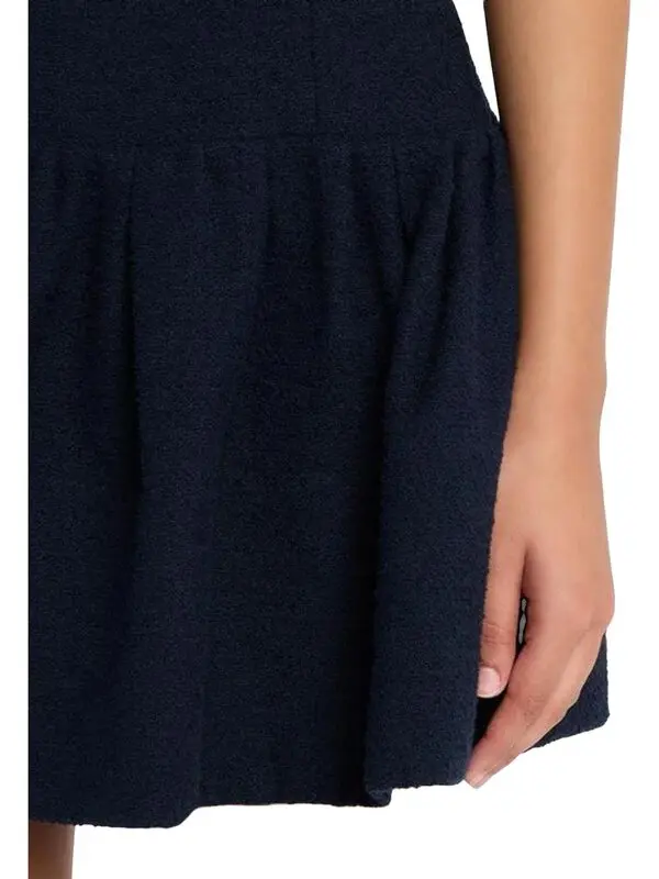 Oscar De La Renta Sleeveless Tweed Mini Bubble Dress - Navy
