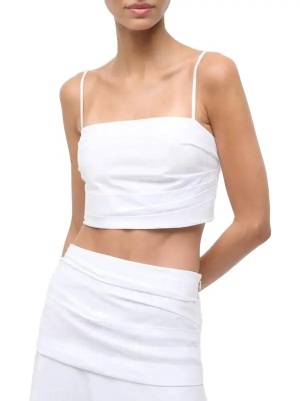 Staud Lorenzo Gathered Crop Top - White