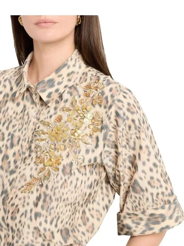 UNGARO Aimee Beaded Animal-print Blouse - Multi