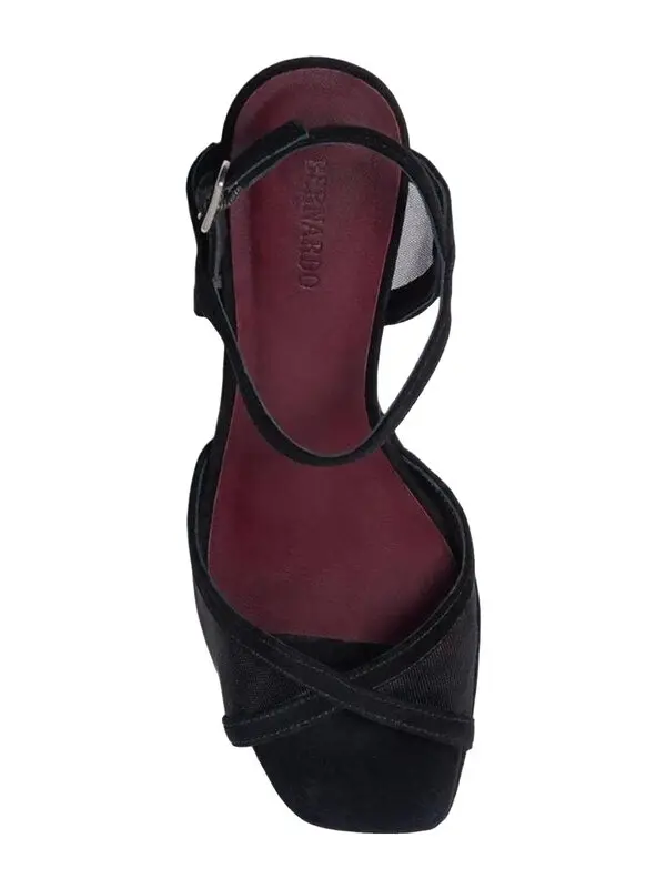 Bernardo 70mm Celeste Mesh Suede Platform Sandals - Black