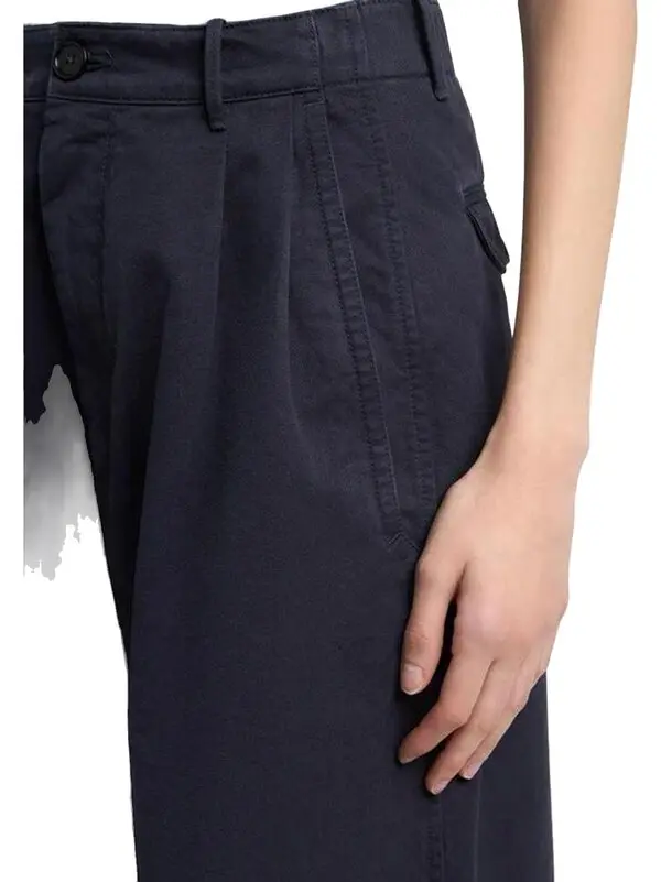 JIL SANDER Pleated Cotton Wide-leg Trousers - Midnight