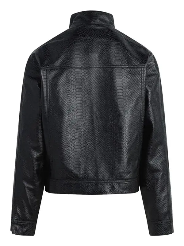 Hudson Jeans Apos;s Leather Stand-collar Jacket - Back Python