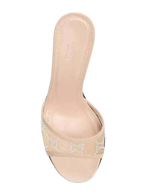 Gucci Erin Jeweled Leather Stiletto Sandals - Shell