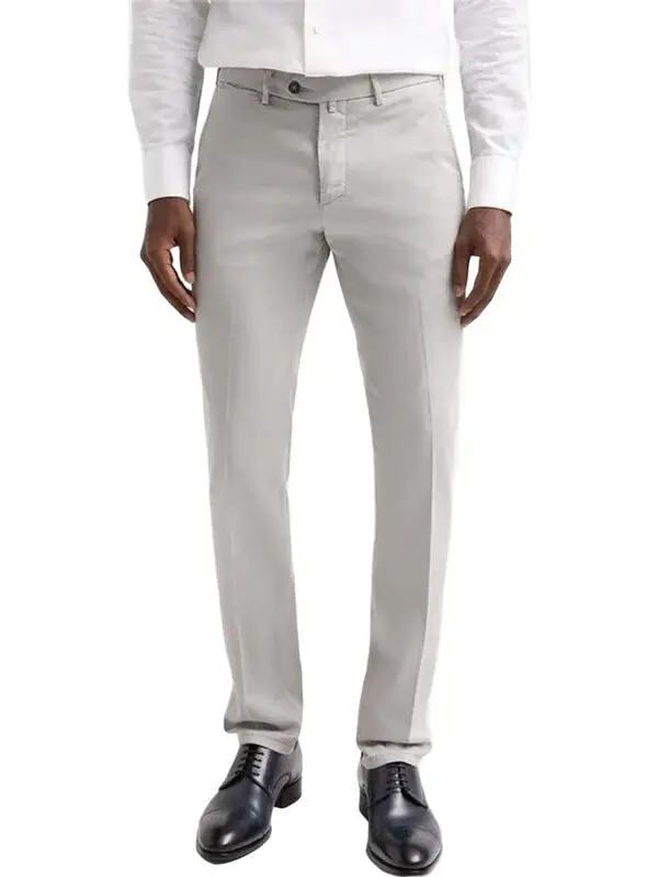 SARTORIO Flat-front Chino Pants - Light Grey