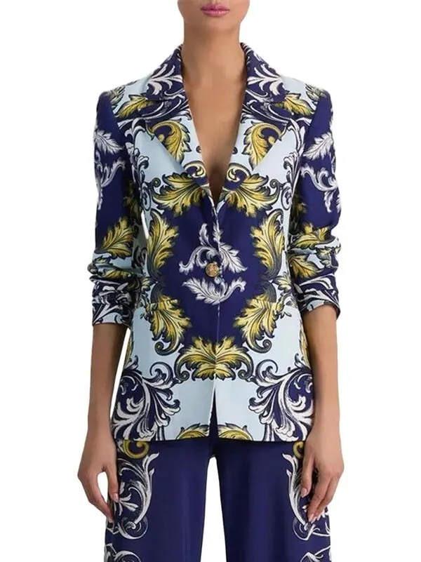 Alice + Olivia Hope Clean Fitted Blazer - Antique Scroll