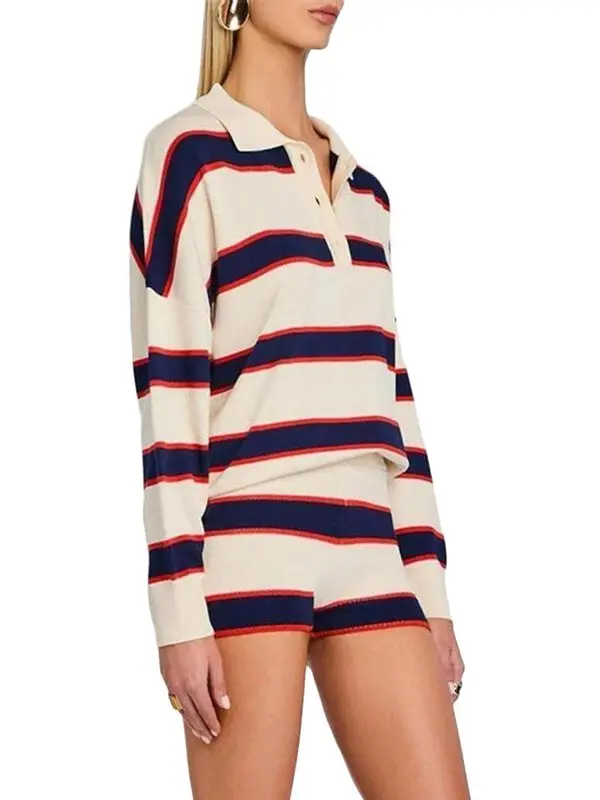 SEROYA Taby Striped Sweater - Eggshell Stripe