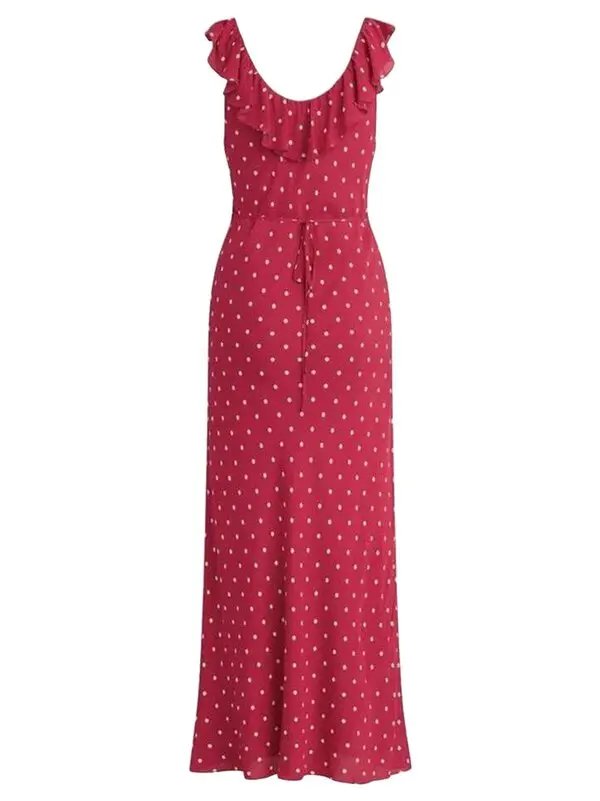 FAVORITE DAUGHTER The Blossom Sleeveless Polka-dot Dress - Raspberry/