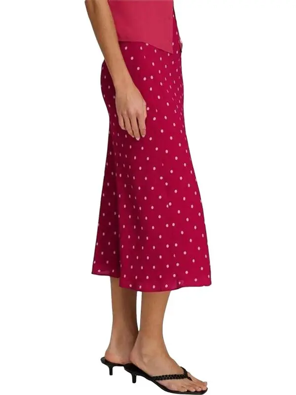 FAVORITE DAUGHTER The Jojo Polka Dot Midi Skirt - Raspberry/