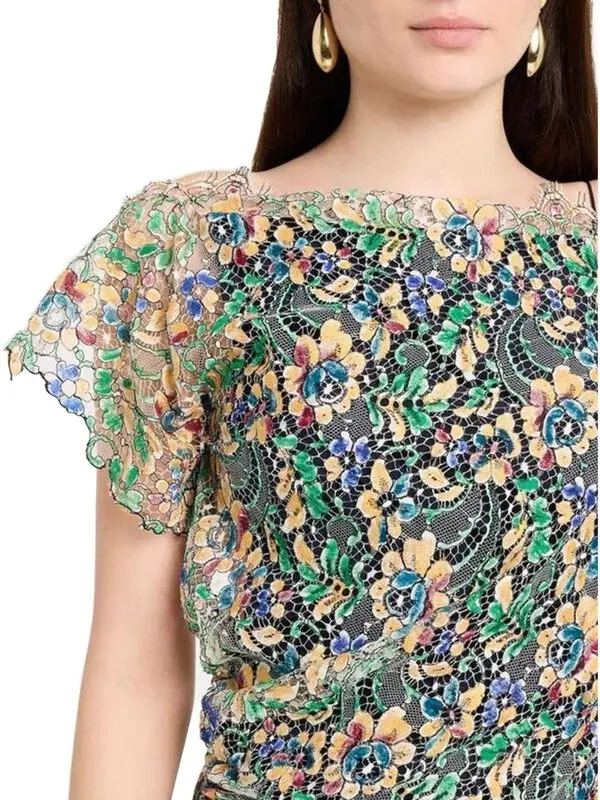 Christopher Esber Draped Hand-painted Lace Dress - Honey/multi