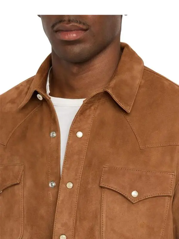 Officine Générale Apos;s Suede Western Overshirt - Deer