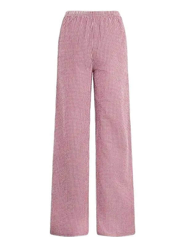 FAVORITE DAUGHTER The Everything Cotton Gingham Pants - Raspberry/