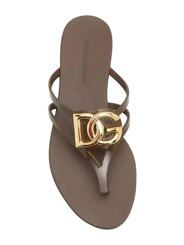 Dolce & Gabbana Dg Jelly Flat Thong Sandals - Choco