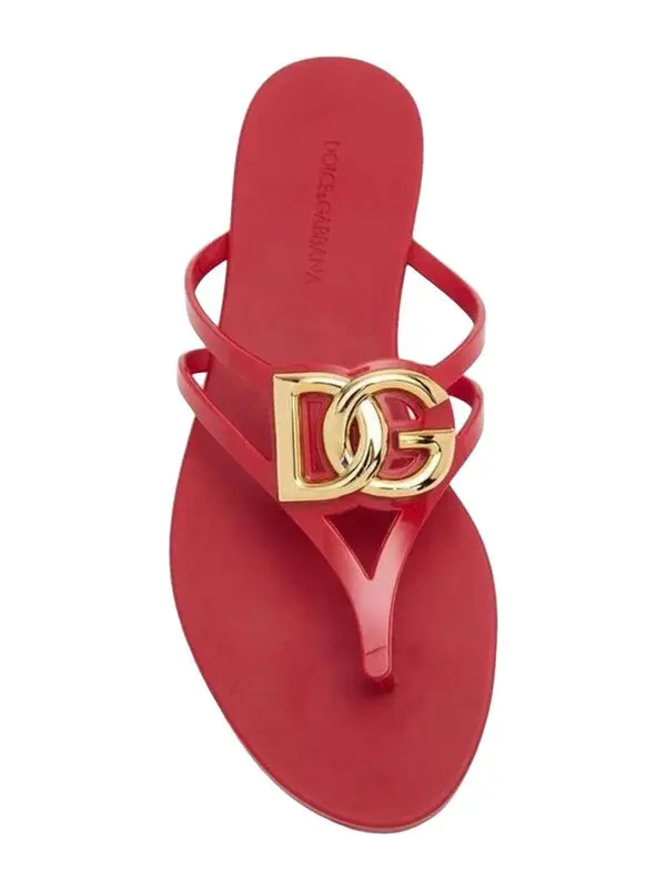 Dolce & Gabbana Dg Jelly Flat Thong Sandals - Red