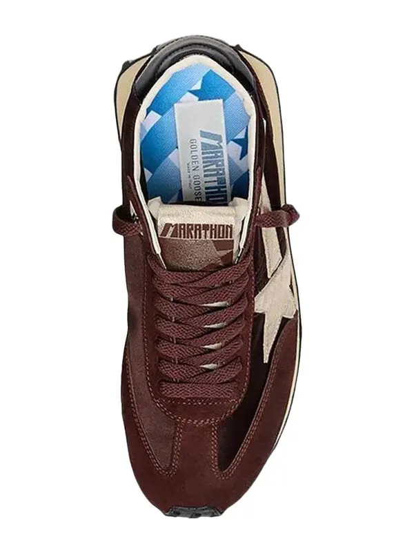 GOLDEN GOOSE Running Marathon Nylon And Mixed Leather Sneakers - Brown/plat