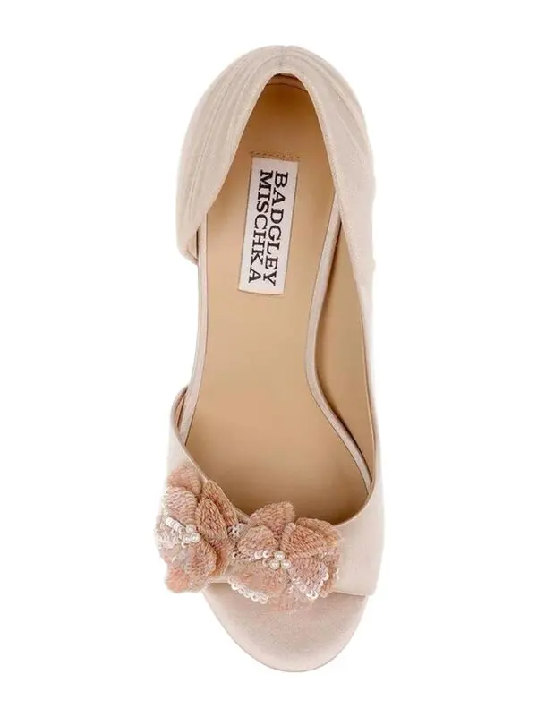 Badgley Mischka Yana 90mm Embellished Satin D & Apos;orsay Pumps - Nude Satin