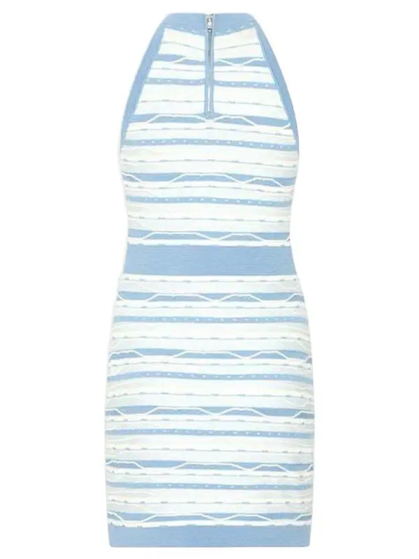 MILLY Sadie Striped Knit Halter Mini Dress - Blue Multi