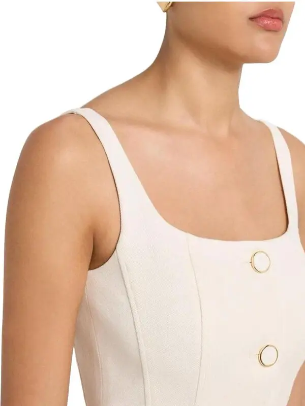 Veronica Beard Liana Sleeveless Buttoned Midi Dress - Dove