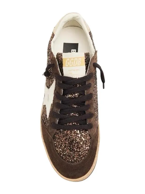 GOLDEN GOOSE Ball Star Suede Glitter Low-top Sneakers - Hazelnut/b
