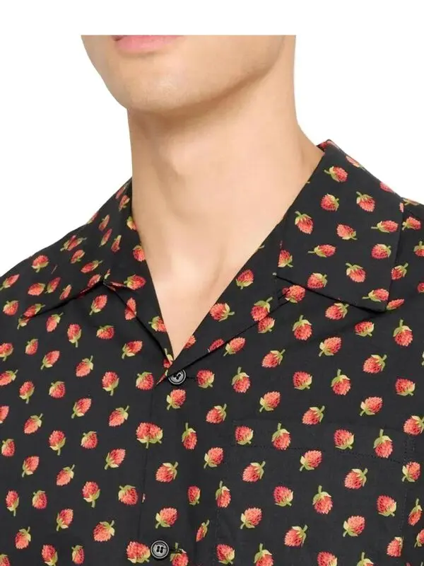 JW Anderson Strawberry-print Cotton Camp Shirt - Black Multi