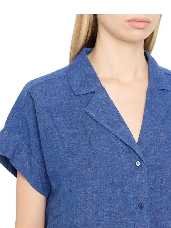 Eileen Fisher Boxy Delave-dyed Organic Linen Shirt - Dpdiv