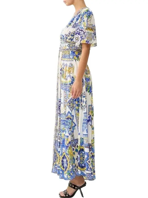 Camilla Espana Nirvana Shaped Waistband Dress With Flutter Sleeves - Espaa Nirv