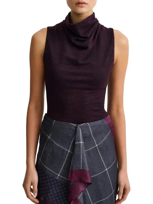 Smythe Cowl-neck Knit Shell - Currant