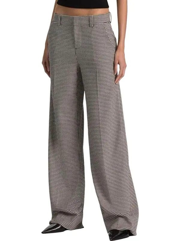 Alice + Olivia Alden Mid-rise Houndstooth Trousers - Black/mult