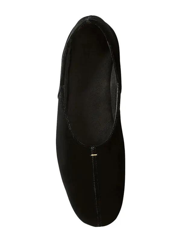 Khaite Jane Pebbled Suede Flats - Black
