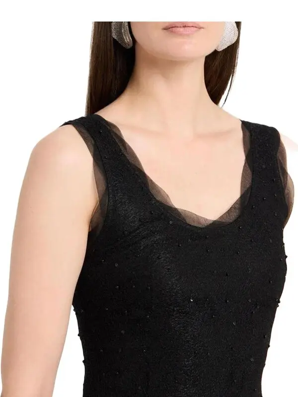 Simkhai Irisa Beaded Fringe Lace Midi Dress - Black