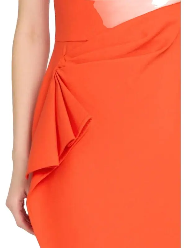 Oscar De La Renta Short-sleeve Draped Midi Dress - Paprika